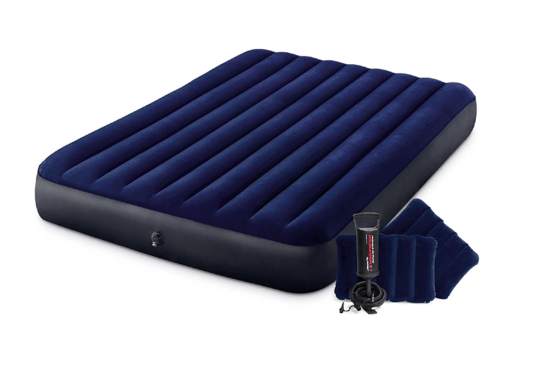 Матрас надувной Intex "Dura-Beam", двухместный, с насосом, 152x203x25 см+ 2 подушки