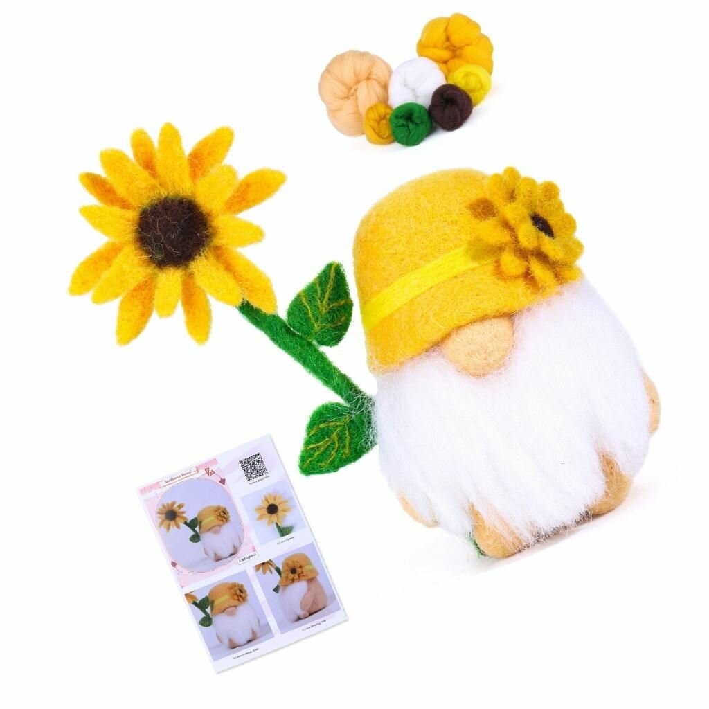 Набор для валяния игрушек из шерсти, - подсолнечный гном