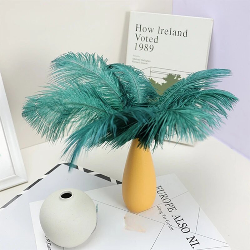 Большие натуральные перья страуса 20-55 см, 10 шт. 10pcs 40-45cm, dark green