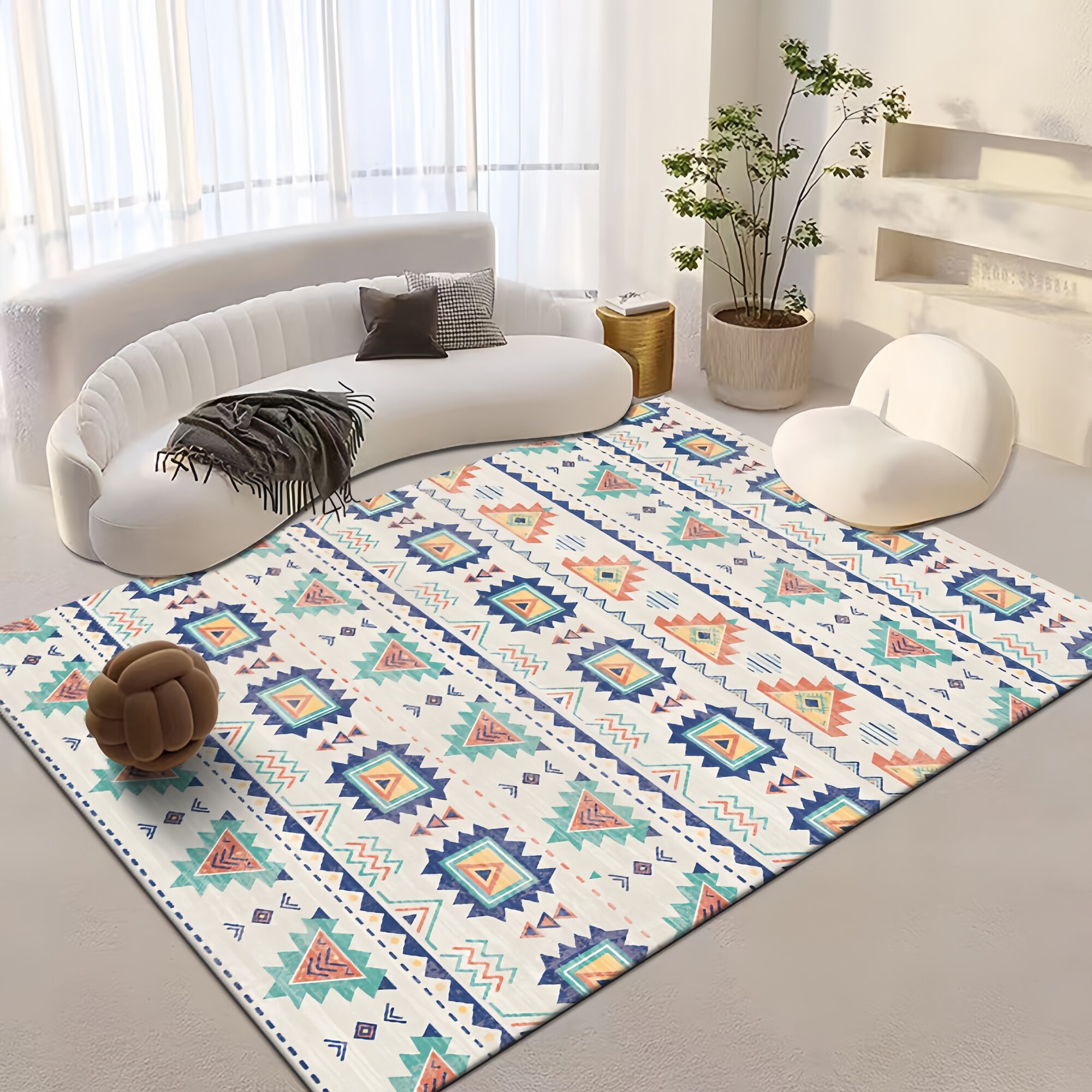 Совершенно новый, современный и минималистичный ковер из искусственного кашемира в скандинавском стиле. 80 см x 120 см