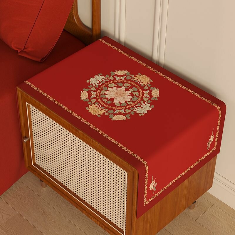 Горячая продажа новой китайской стилистики, чехол для прикроватной тумбочки, свадебный красный праздничный чехол, радостные слова, чехол от пыли, полотенце