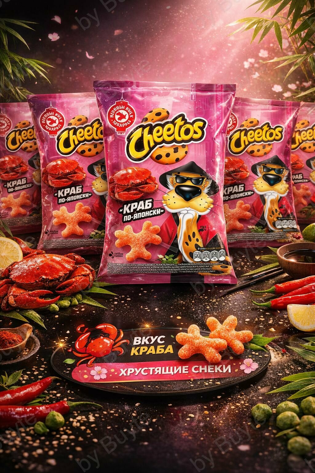 Кукурузные снеки-чипсы Cheetos/ Читос Краб по-японски, 5 по 50г