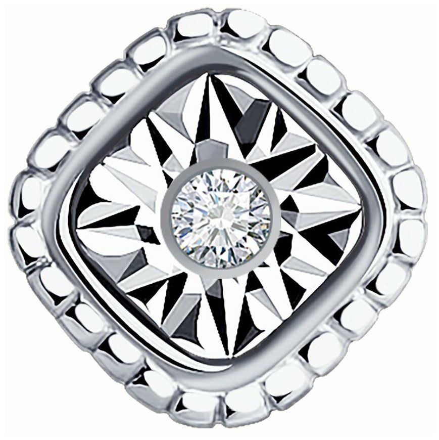 Подвеска, белое золото, 585 проба, бриллиант