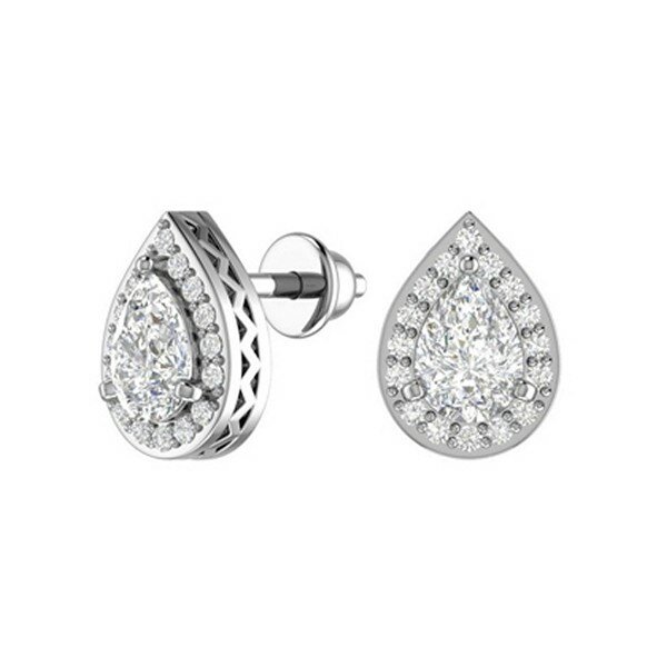 Серьги пусеты, серебро, 925 проба, фианит