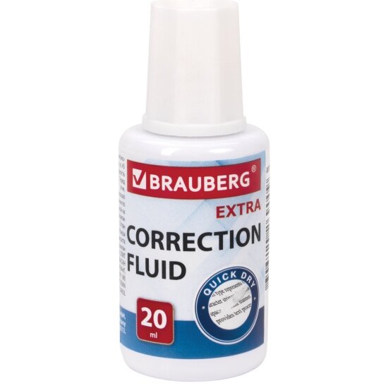 Корректирующая жидкость Brauberg EXTRA быстросохнущая, 20 мл, с кисточкой, 229397