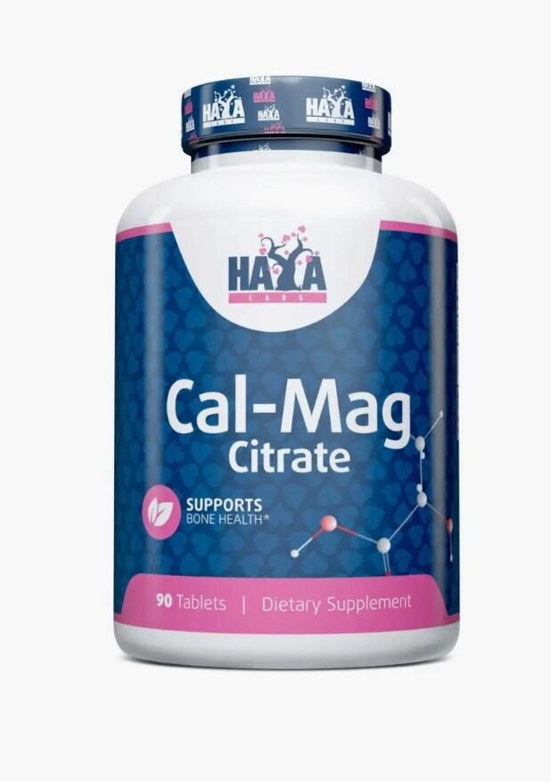 Haya Labs Cal-Mag Citrate. Кальций. Магний. 90табл.