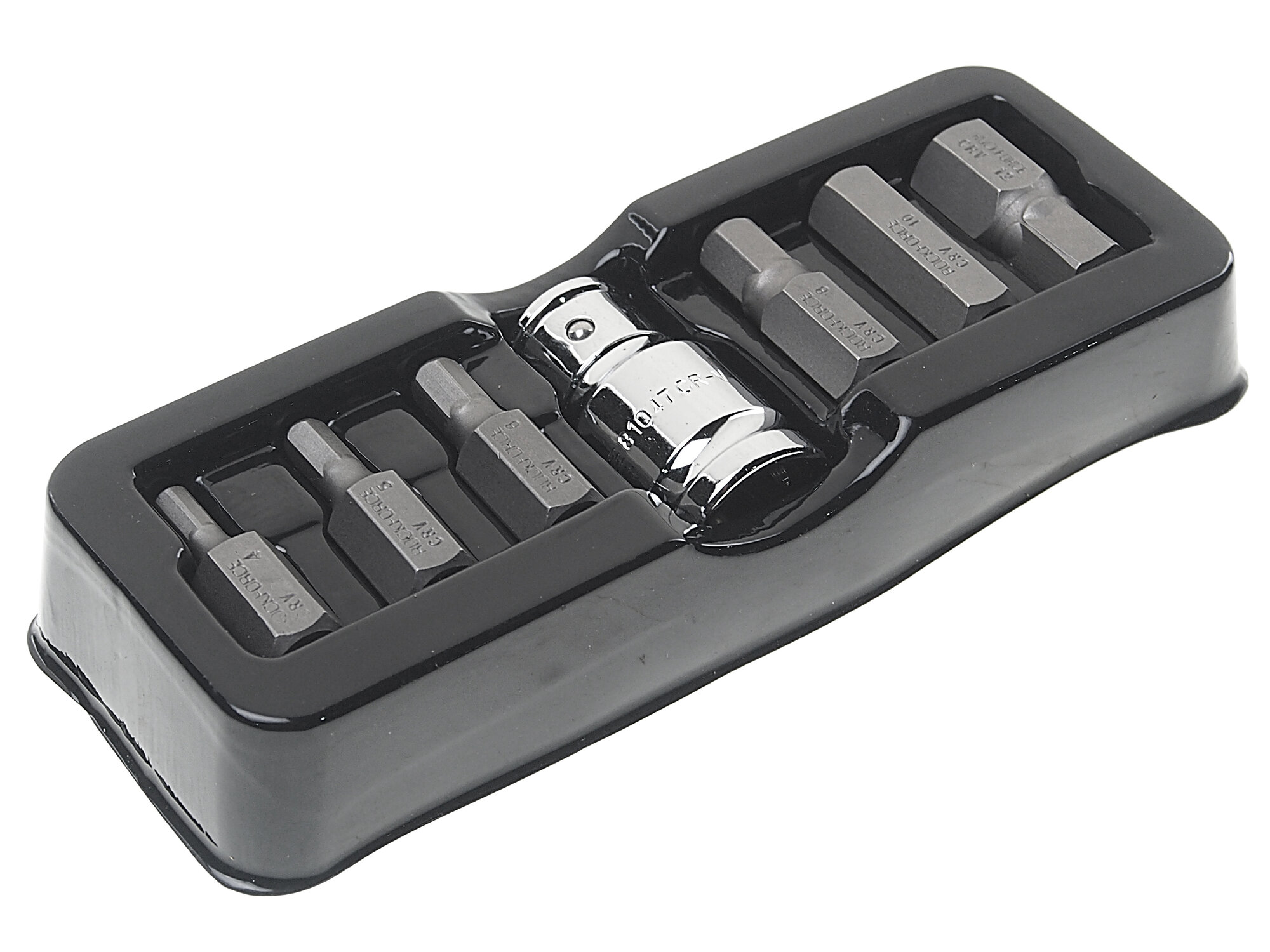 Набор бит RF-4075 HEX с битодержателем,7пр.1/2", в ложементе ROCKFORCE
