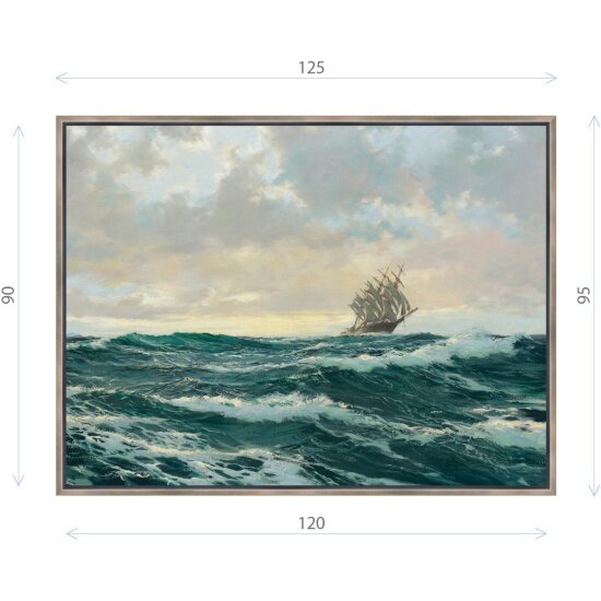 Картина Декор Депо Монтегю Доусона Преодолевая волны Матовый холст в раме 95х125 см