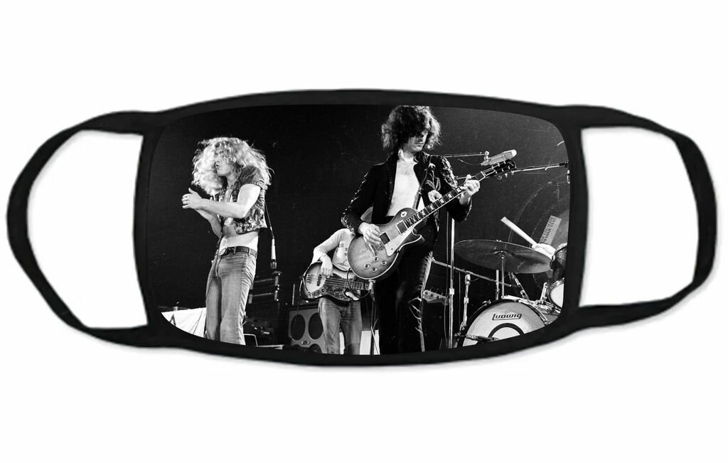 Маска защитная тканевая на лицо Led Zeppelin, Лед Зеппелин №10, Детская - 18 на 10 см