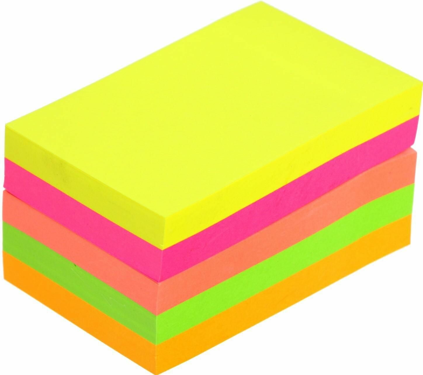Блок разноцветной бумаги для записей с клеевым краем, стикер самоклеюшийся с отрывными листами, клейкая бумага для заметок, 5 цветов флуоресцентных, 51 мм х 76 мм, 400 листов