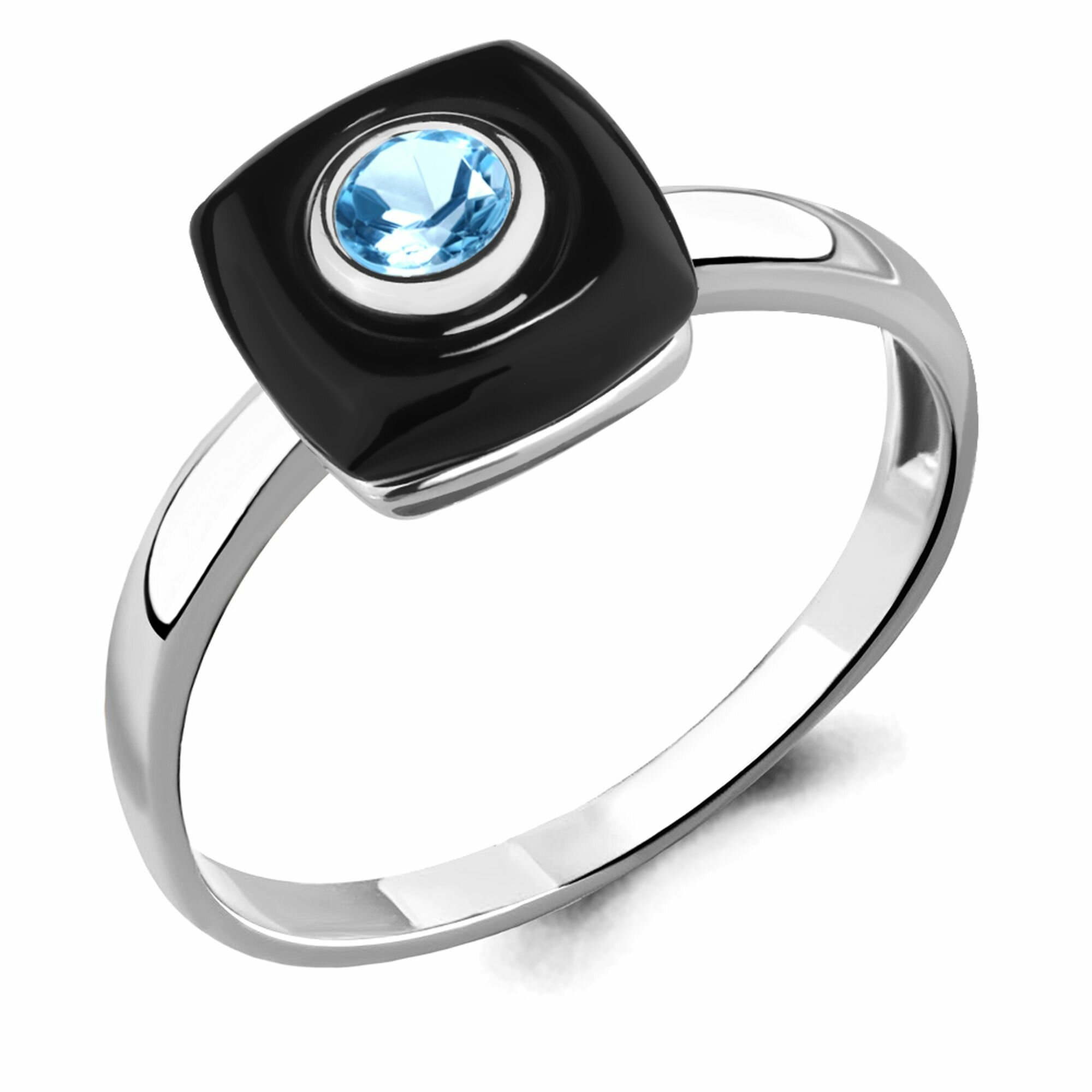 Кольцо, серебро, 925 проба, родирование, керамика, топаз