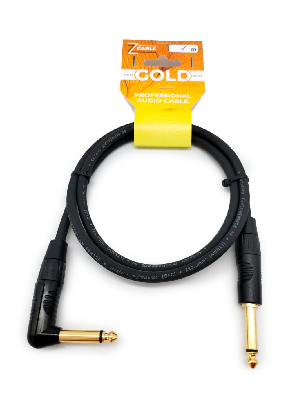 Кабель инструментальный ZZcable G32-JR-J-0100-0, 1м (прямой-угловой)