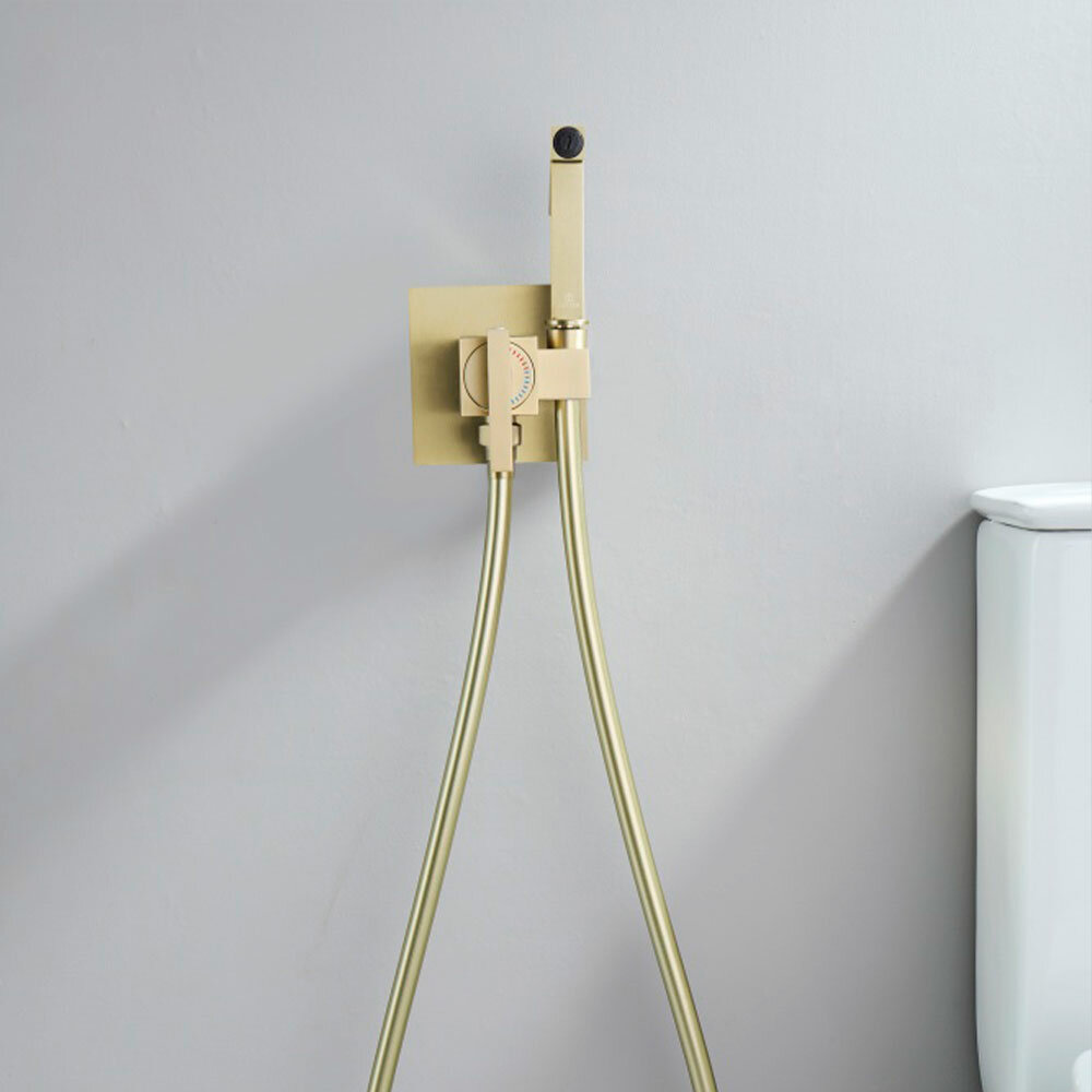 Смеситель встраиваемый с гигиеническим душем Ganzer GZ01157-S матовое золото