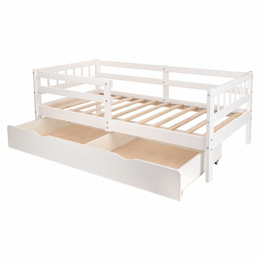 Кровать односпальная подростковая Pituso Tomi с ящиком, 160х80 см, белый