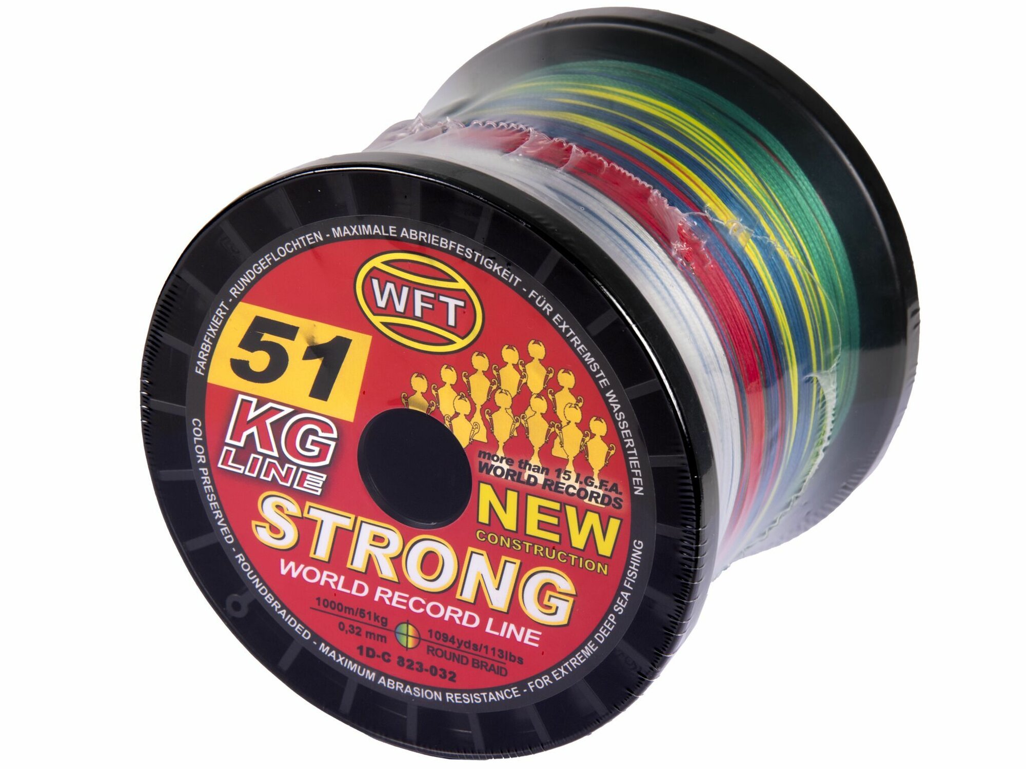 Шнур плетёный для рыбалки WFT KG STRONG Multicolor 1000/032, плетенка летняя