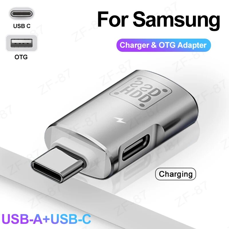 Адаптер OTG типа C к USB 3.1 U для чтения дисков, аудиоконвертер для наушников, USB C, кабель для быстрого зарядного устройства для Samsung S24 S23 iPhone 15 Pro Charge OTG Silver