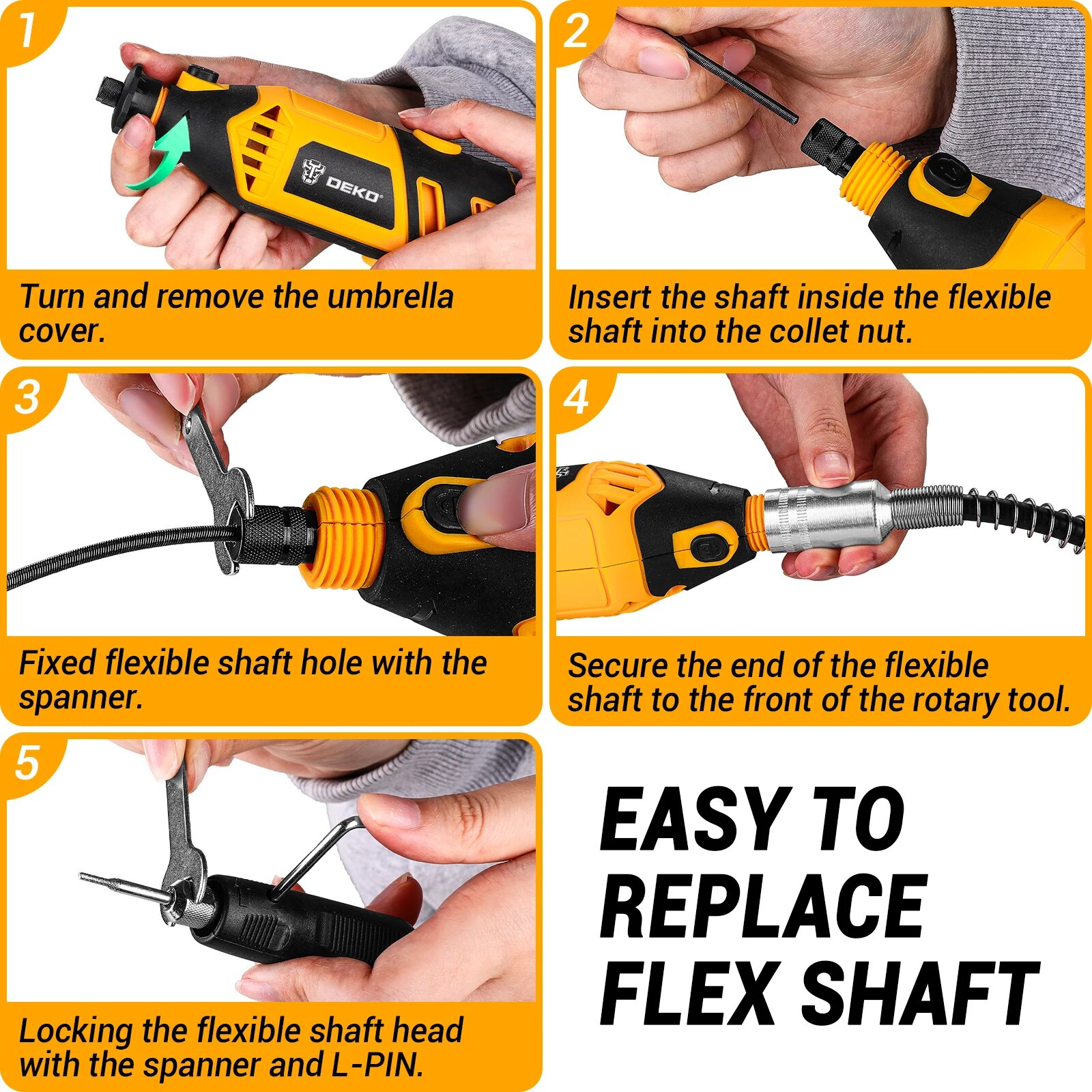 DEKO Rotary Tool 170W, 4Pcs — фото 1
