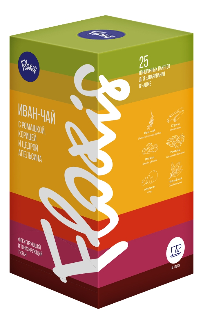 Чай травяной Floris Ромашка-корица-апельсин (2г x 25шт), 50г x 3 упаковки