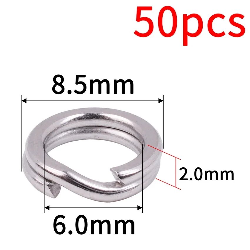 Разъёмные кольца из нержавеющей стали для рыбалки 50 шт 6.0mm-50pcs