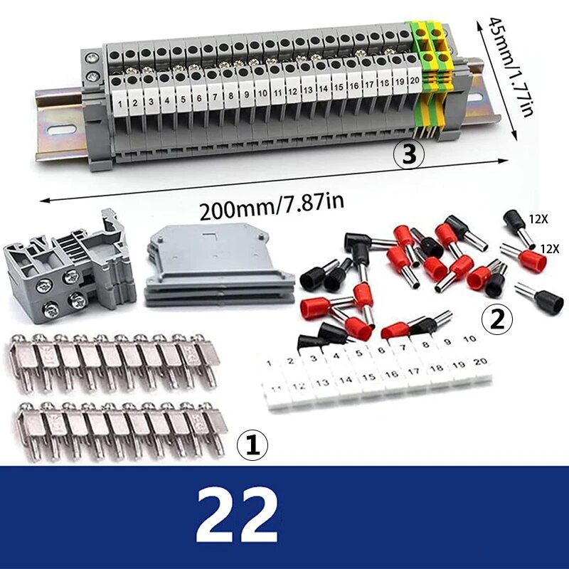 Dealhola UK2.5B серые клеммные блоки для DIN-рейки 22-Postions