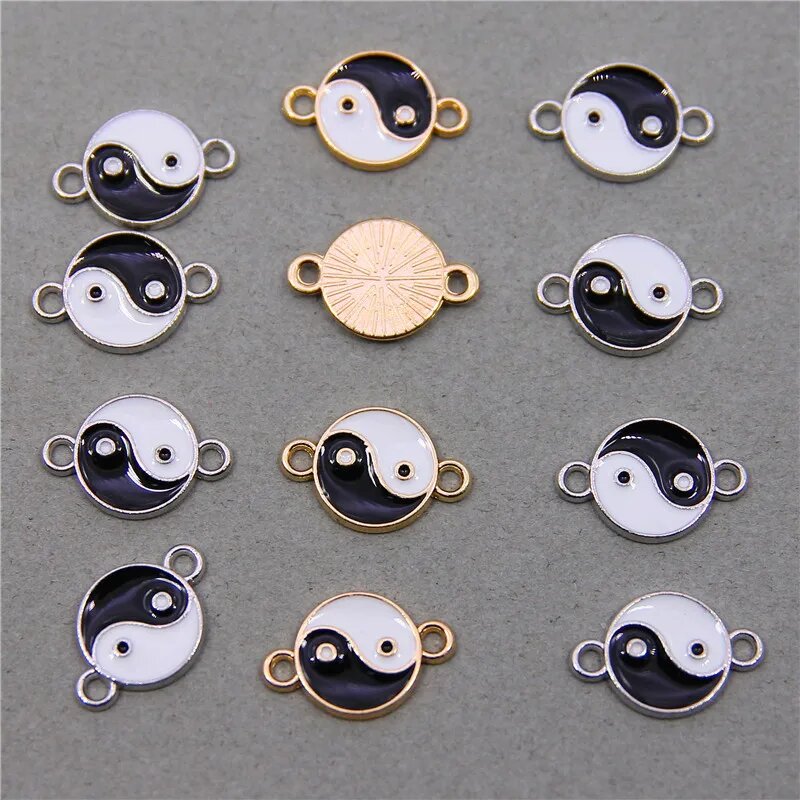 10 шт. 12*18 Золотая Серебряная Эмаль Инь Янь Шарм браслет Соединитель Кулон для DIY ювелирные изделия
