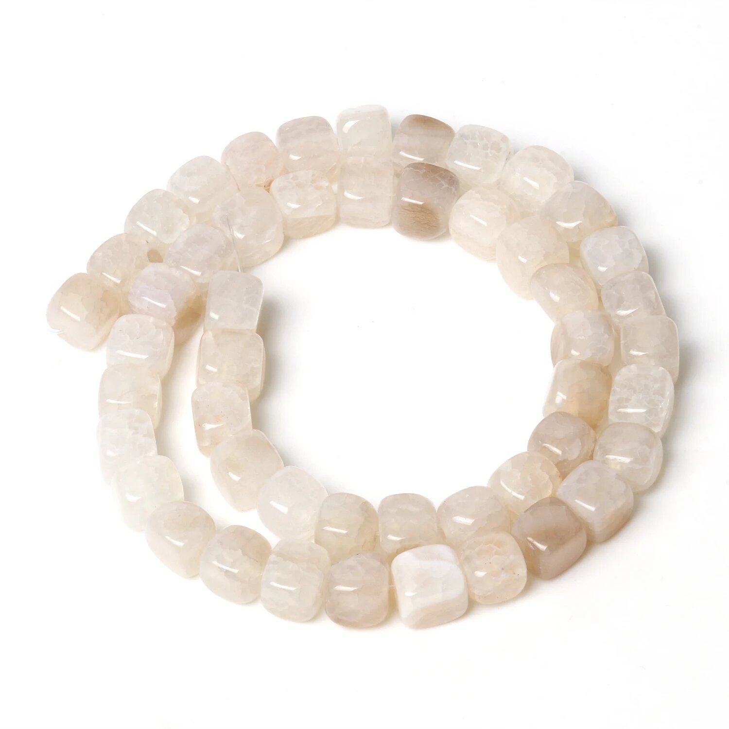 TANANTA Квадратные бусины из агата и турмалина 8мм Белый, white agates