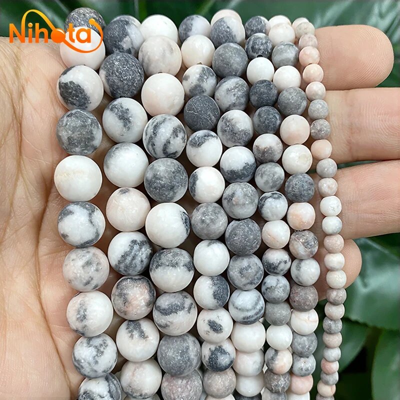 Бусины Nihota из природного камня, бирюзовый кварц яшма, 4/6/8/10/12 мм 6mm-about 62pcs, Pink Zebra Stone