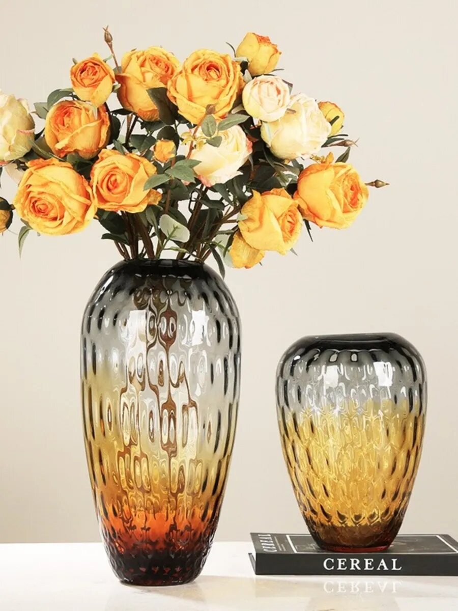 Ваза итальянская декоративная 27 см 5 л Китобой янтарно-серая