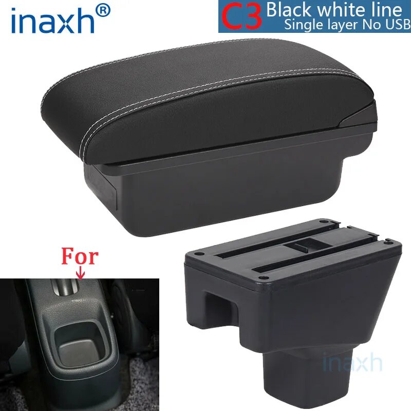Подлокотник для SUZUKI SX4, автомобильный подлокотник, коробка для хранения, C3 Black white NOUSB