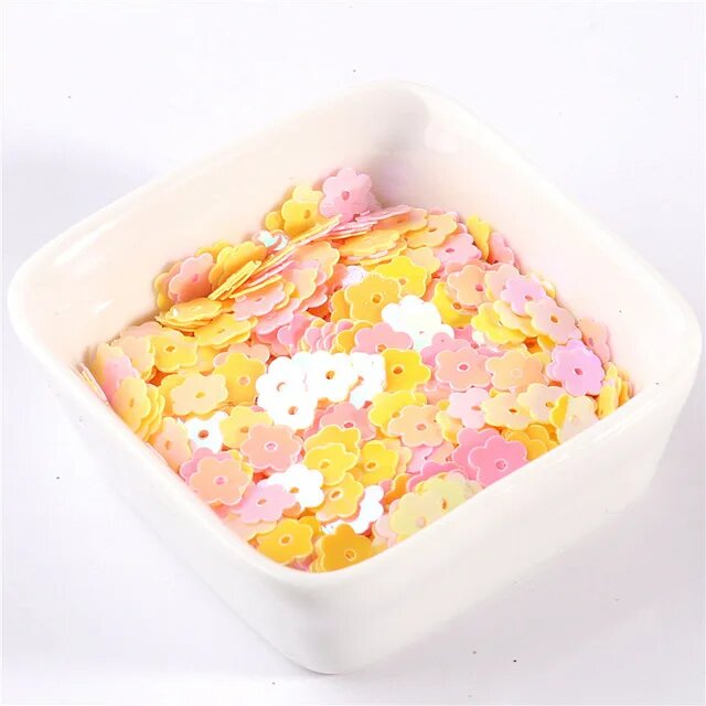 Пайетки Lucky Sewing розовые 6 мм 350 шт. Розовый, Mix AB Yellow Pink