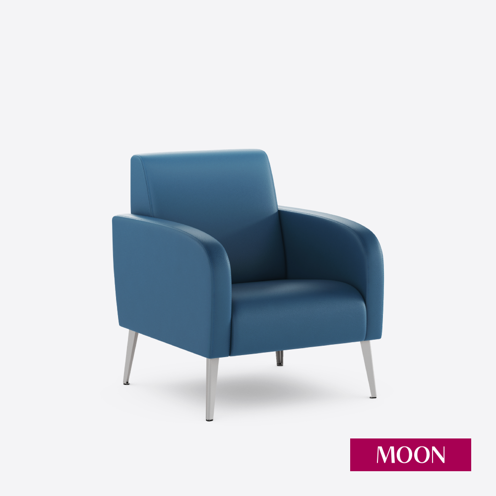 Кресло MOON 157 нераскладное, экокожа, цвет синий, 76*84*91, эксклюзивная высокоэластичная пена (UniqFoam).
