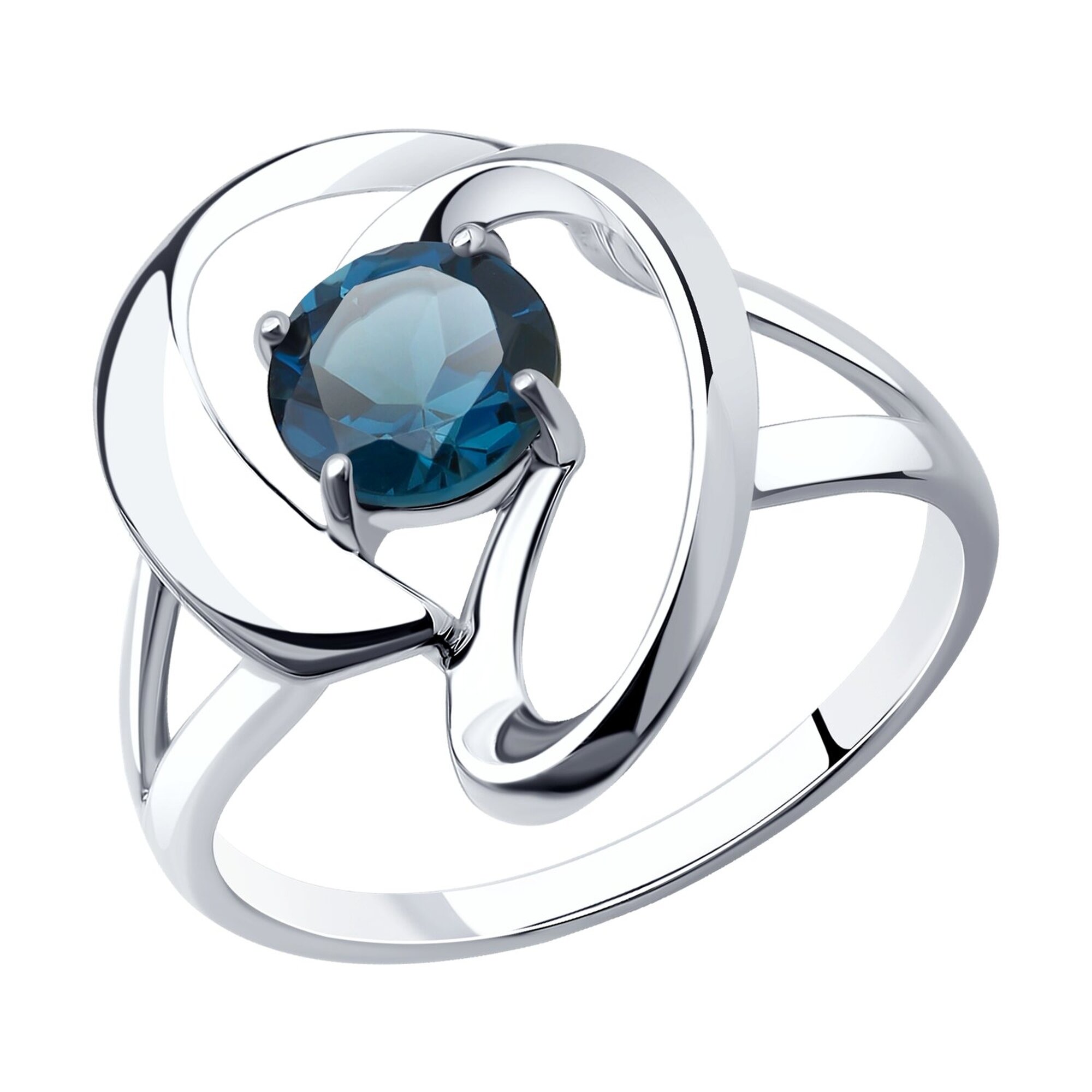 Кольцо, серебро, 925 проба, родирование, Лондон топаз