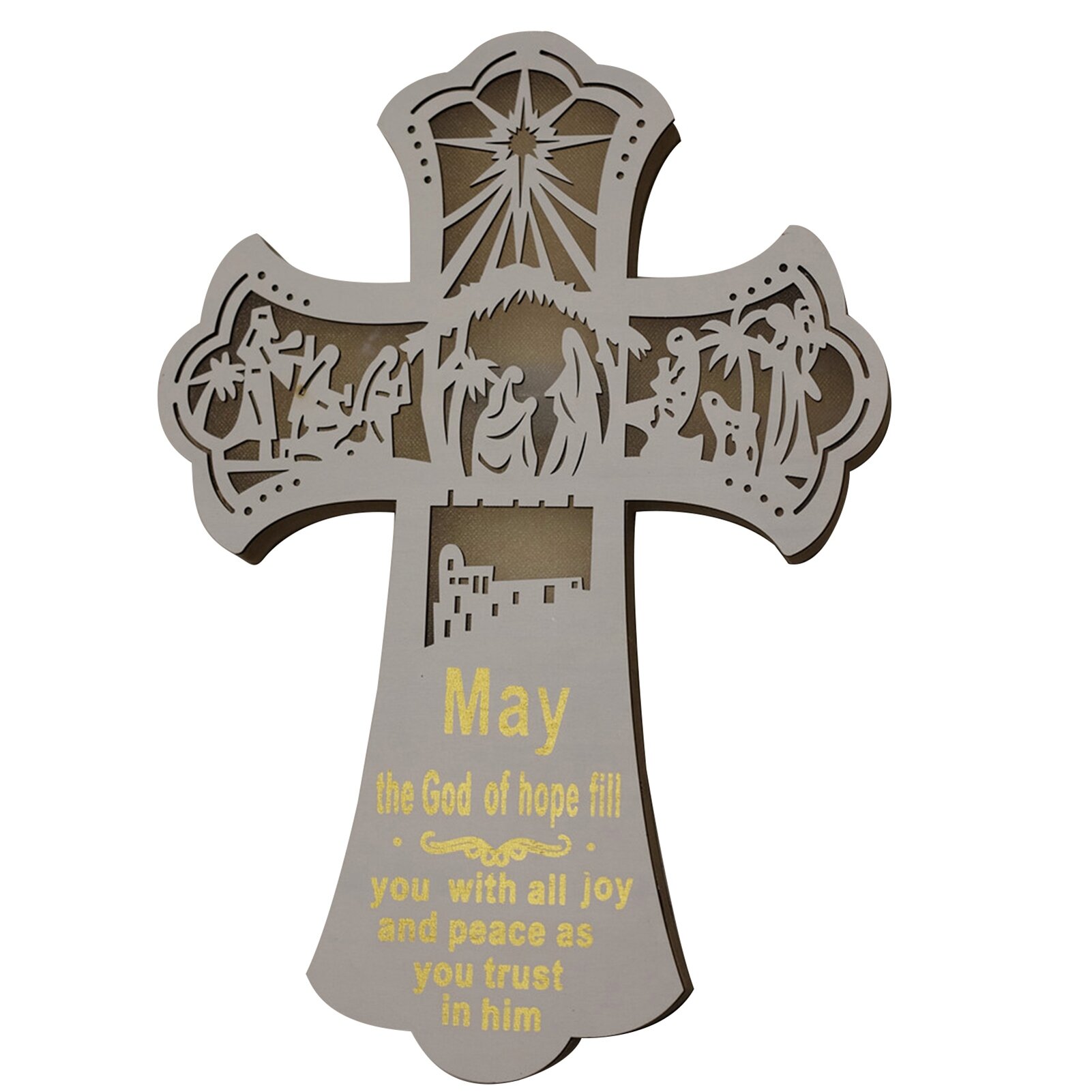 Пасхальный крест деревянные висящие украшения резные полые творческие световые церковные украшения