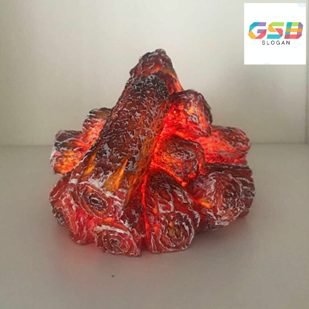 Светодиодная атмосферная лампа из смолы с имитацией пламени древесного угля