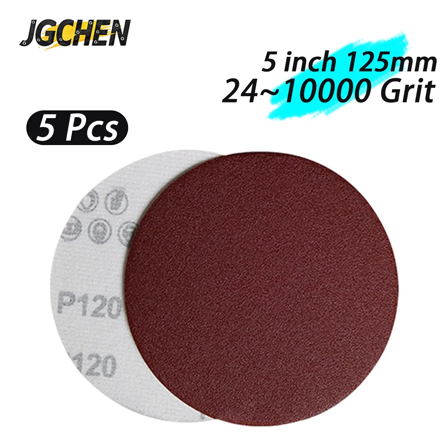 5 дюймов, 125 мм, зернистость 24-10000, круглая самоклеящаяся флокированная наждачная бумага, шлифовальная орбитальная шлифовальная подушечка для полировки дерева, металла, влажной и сухой уборки 10000