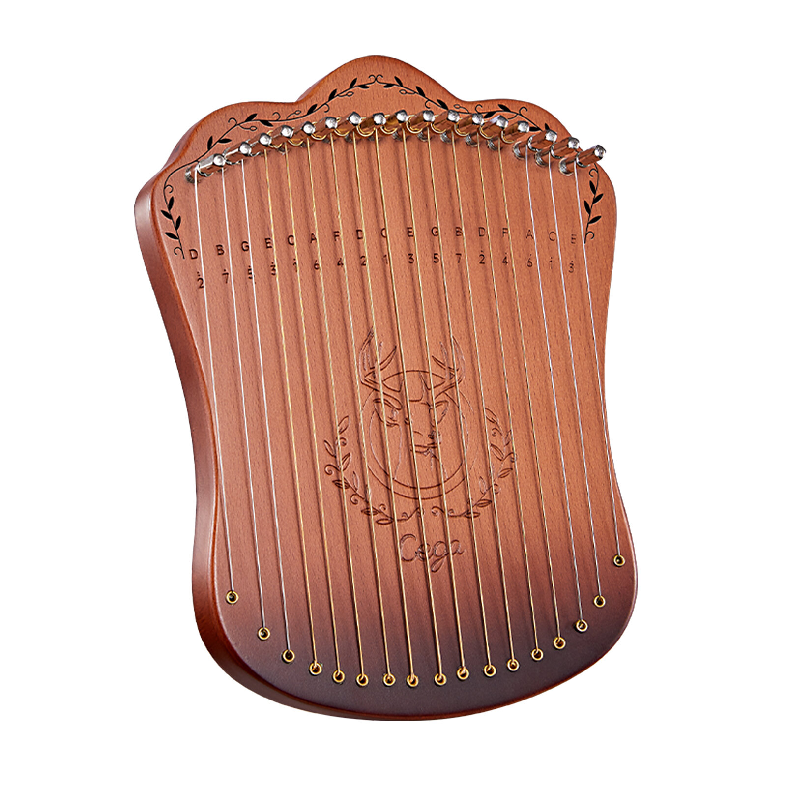 17 String Lyre Harp, Portable, Solid Beech Wood, Musical Instrument, with Tuning Wrench, Picks, for Beginners, Kids, Adults, Color: Blue, Coffee, Burlywood (Optional), Material: Beech, Item Size: 230*170*25mm, Item Weight: 650g, Package Weight: 950g,