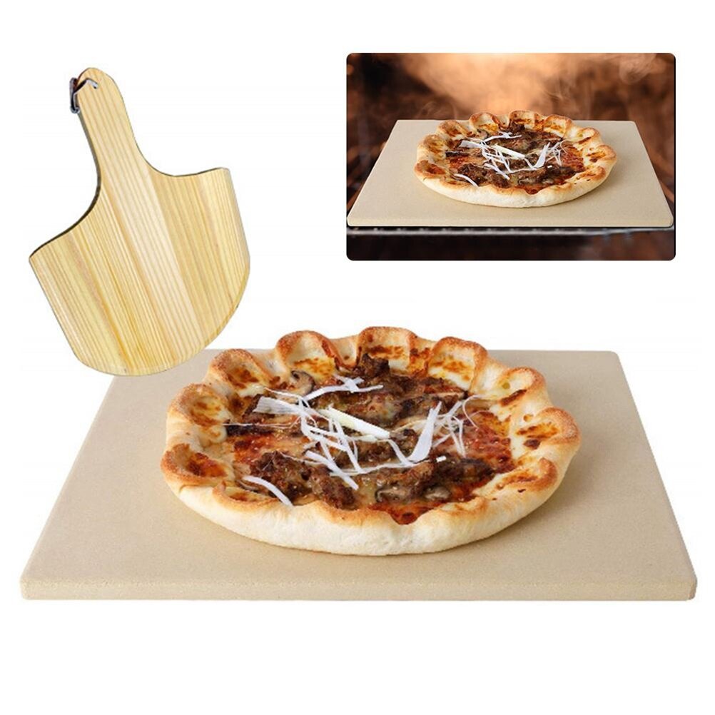 1 набор: пицца-камень, деревянная лопатка для пиццы, камень для выпечки для духовки и гриля, термостойкий кулинарный камень