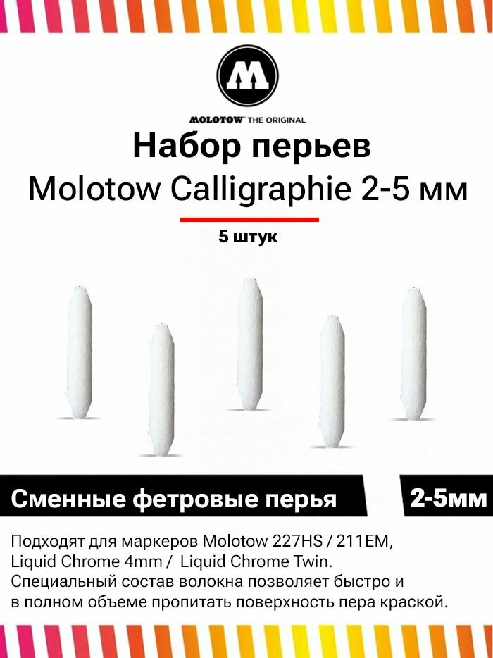 Набор перьев Molotow для маркера 227/211 2-5 мм Calligraphie-Tip 699510 5 штук