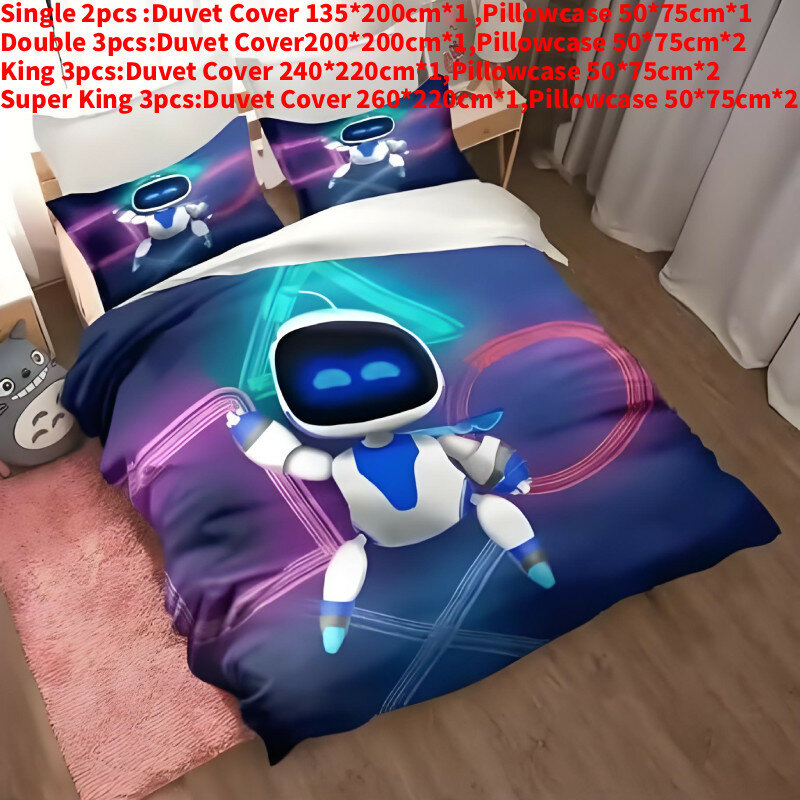 Astro bot комплект постельного белья с активной печатью для молодежного оформления спальни стиль b одиночный 230x200см