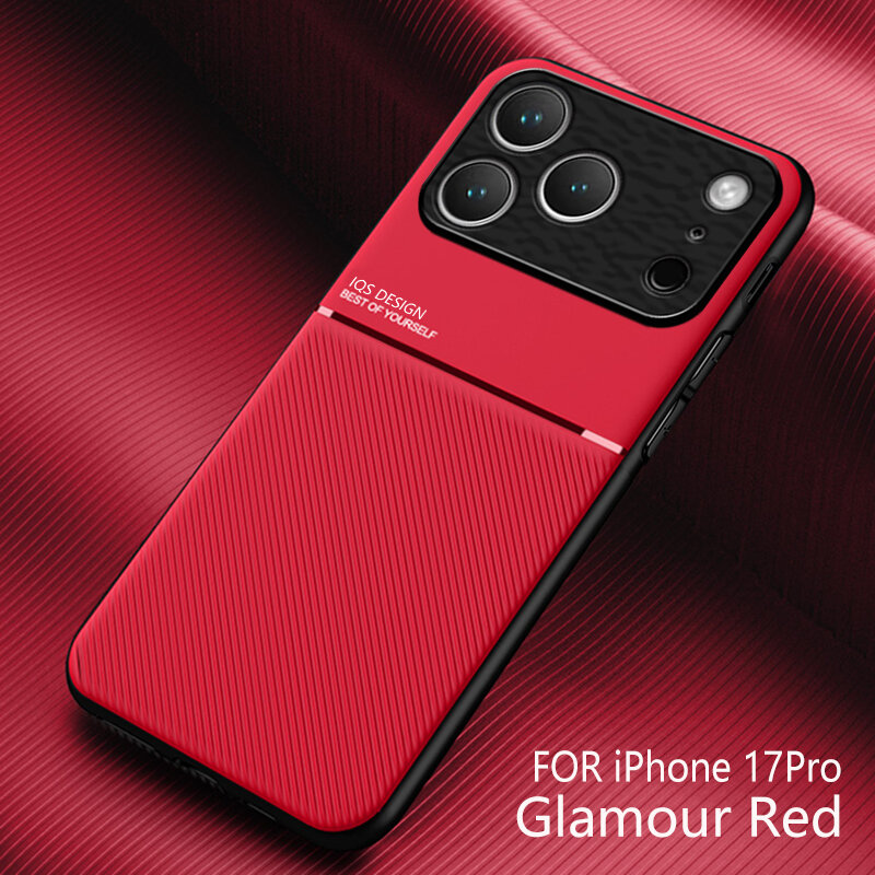 Чехол для Apple iPhone 17 Pro / Айфон 17 Про, soft touch, накладка, искусственная кожа, поликарбонат (PC), защита камеры, ударопрочный, усиленные углы, Apple, Apple iPhone 17 Pro, red,