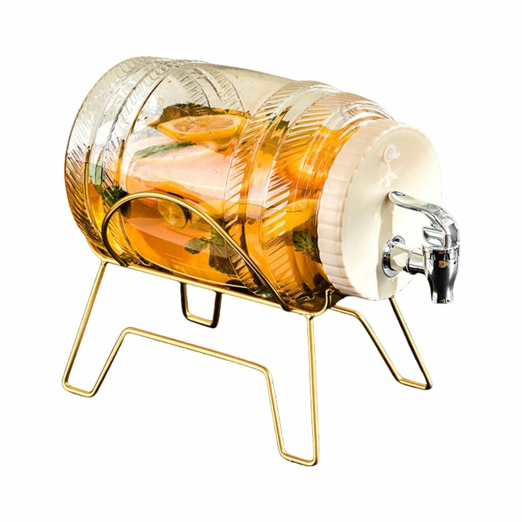 Диспенсер для холодных напитков для холодильника с краном, контейнер для сока 3.50 л, подставка, легко чистить, Белое молоко