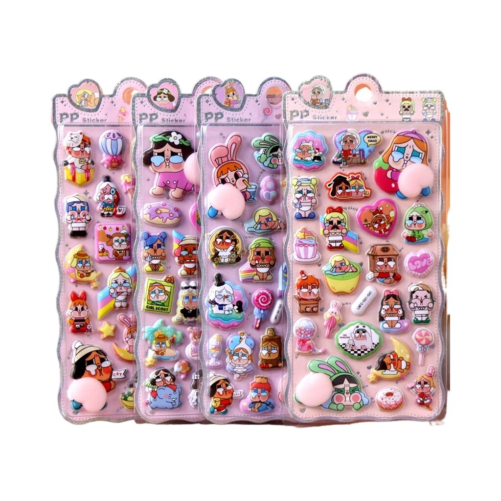 4 листа Мультфильм Плакса ПВХ Наклейка Мультфильм Детская Наклейка для Бутылки с Водой Блокнот Журнал Планировщик Альбом Для Скрапбукинга