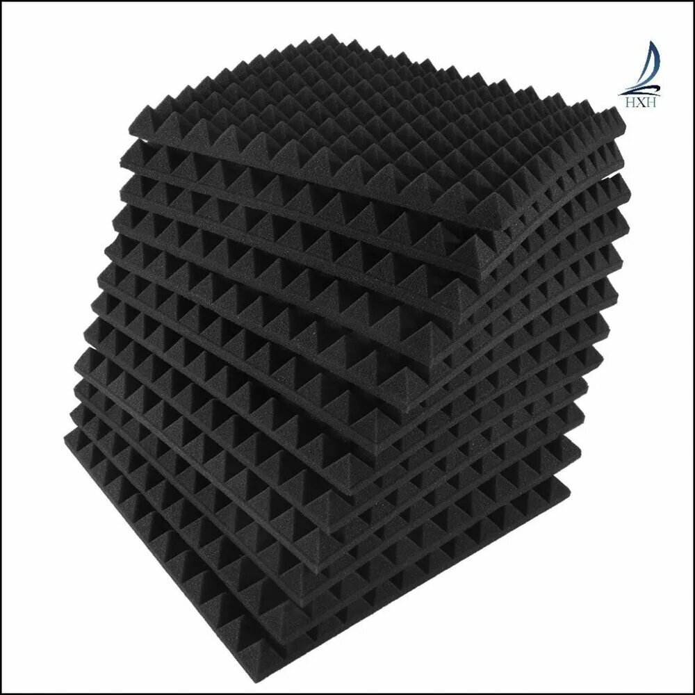 Шумоизоляционные плиты из полиуретана, 12 шт, 30x30x2.5 см, черные