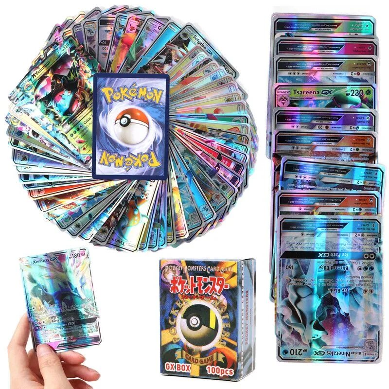 100 штук карточек покемонов из коллекции Пикачу, Pokemon cards