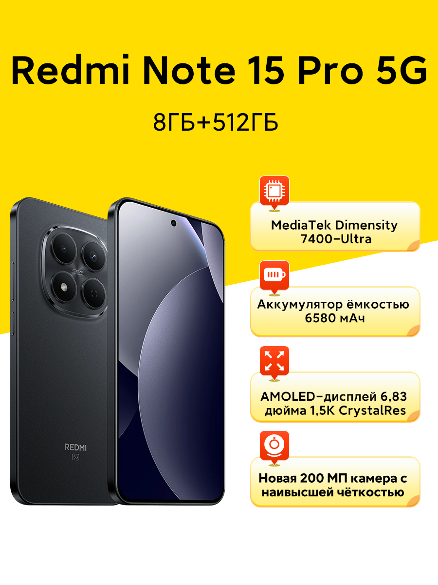 Смартфон Xiaomi Redmi Note 15 Pro 5G 8/512GB, Dual nano SIM, Blue RU