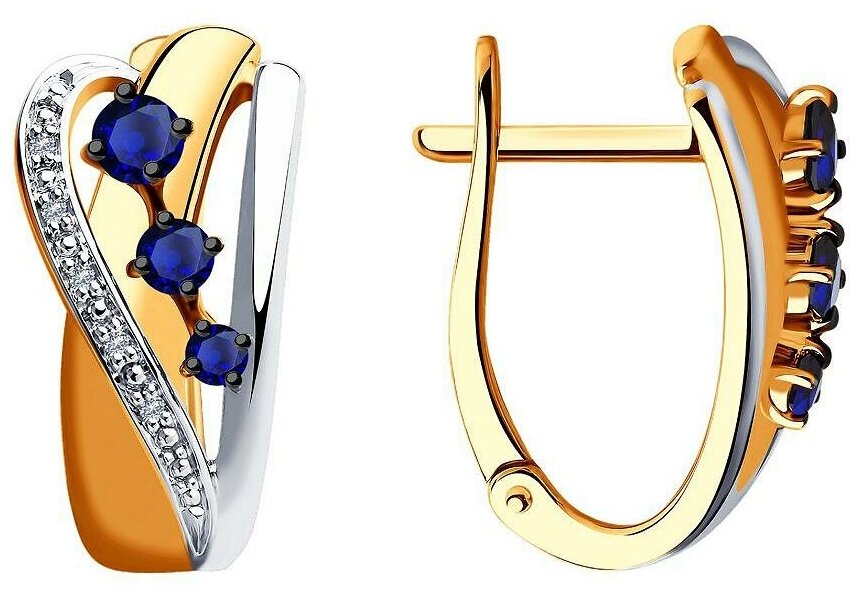 Серьги, красное золото, 585 проба, сапфир