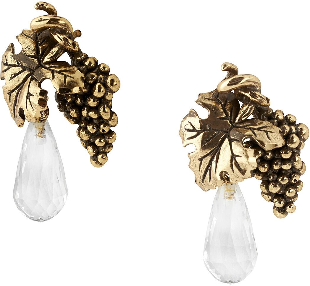 Серьги пусеты, серебро, 925 проба, золочение, горный хрусталь