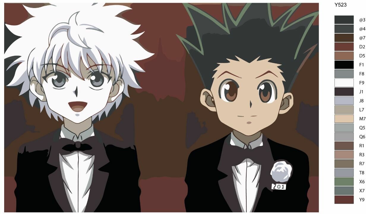 Картина по номерам Y-523 "Hunter x Hunter (Хантер х Хантер). Киллуа Золдик, Гон Фрикс. Аниме" 40х60