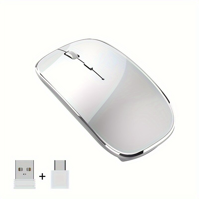Беспроводная мышь с зарядкой через Type-C и USB-приемником 2.4 ГГц, бесшумная, белого цвета