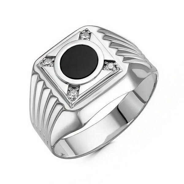 Печатка, серебро, 925 проба, родирование, фианит